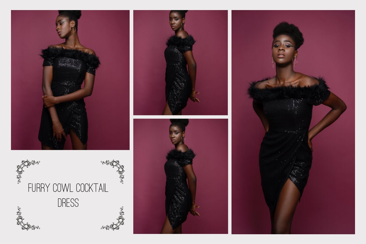 Furry Cowl Black Cocktail Dress: 2026 Glam Night Trend You Can’t Miss ...