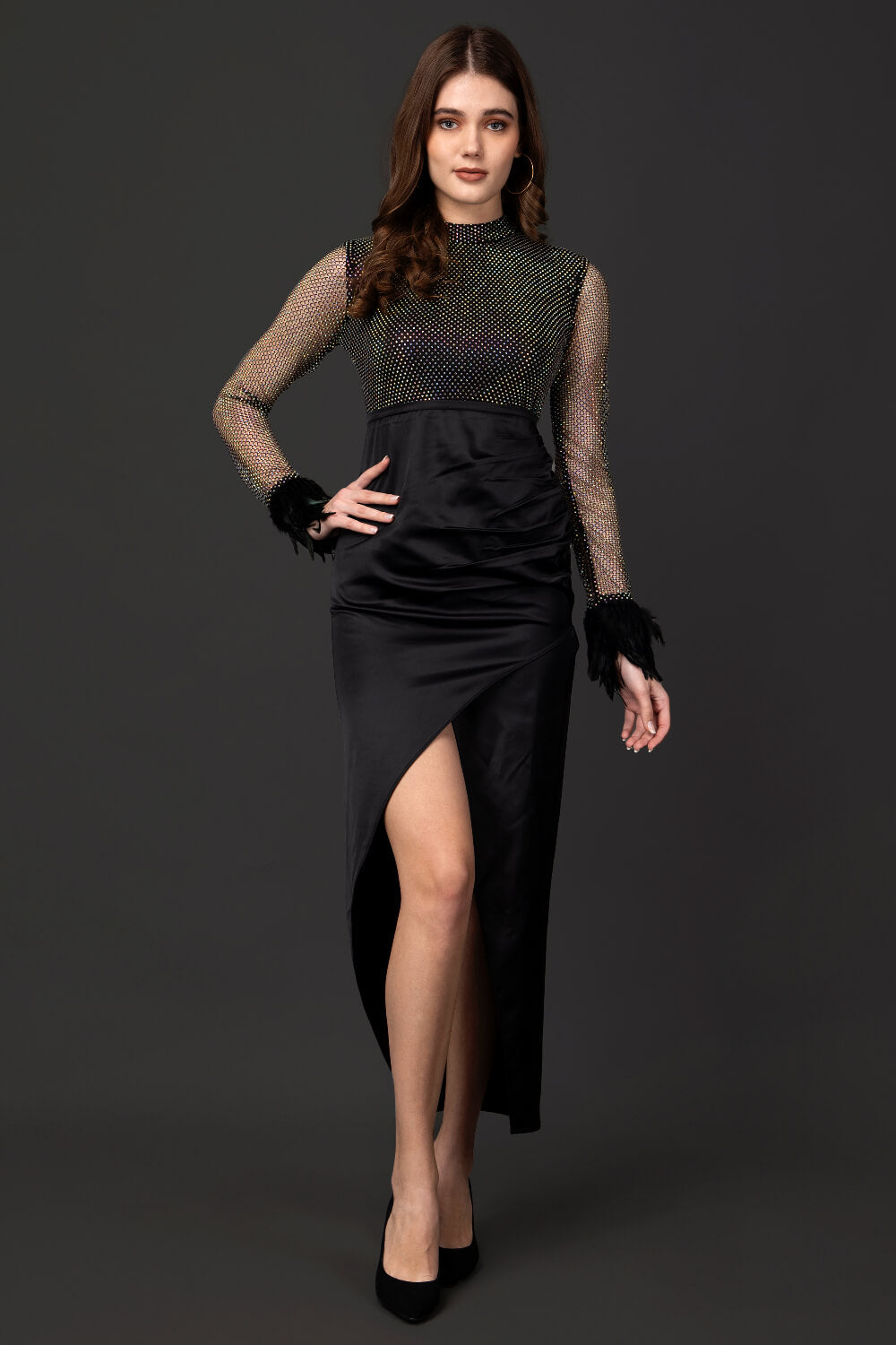 Black Mermaid Satin Dress – Meeami Fashion